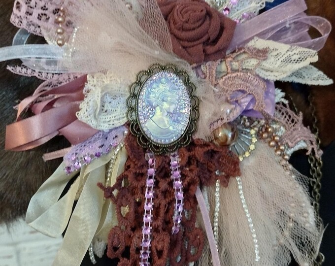 Romantic Rag Brooch, Bridal or Mother's Day Corsage, Hat Embellishment ...