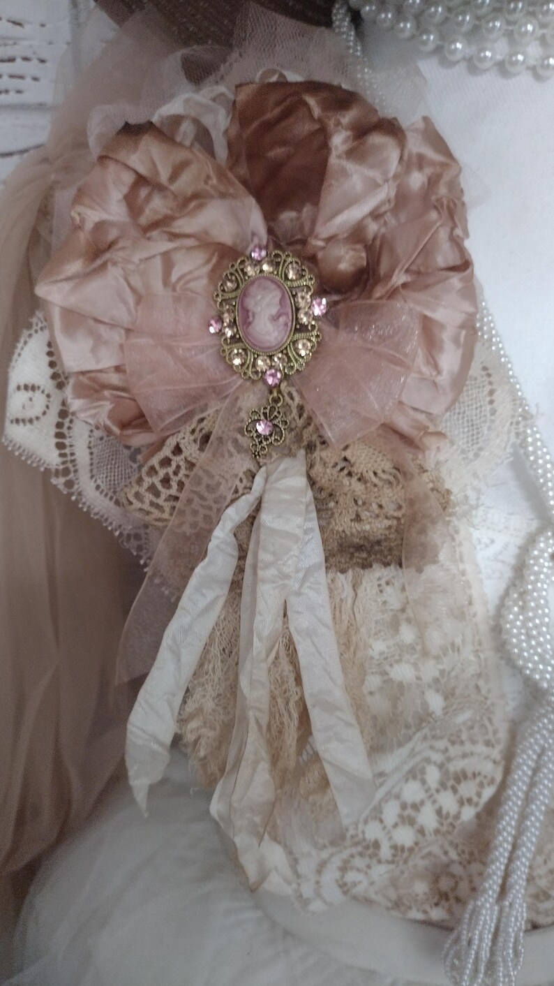 Romantic Rag Brooch, Bridal or Mother's Day Corsage, Hat Embellishment ...