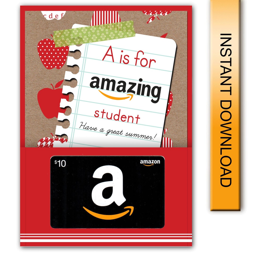 Printable "a is for Amazing Student" Amazon Gift Card Holder - Digital ...