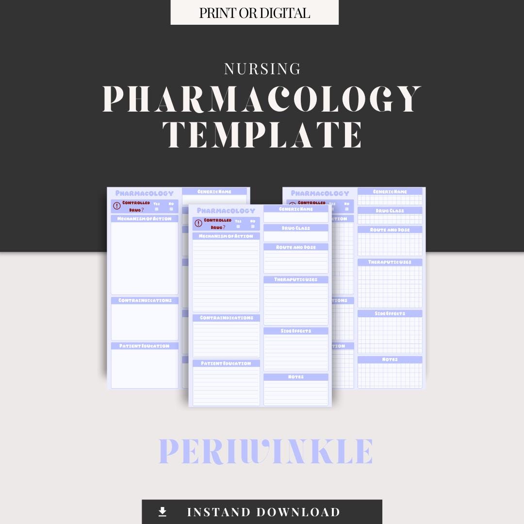 Pharmacology Template, Disease Template, Nursing Template, Flash Cards ...