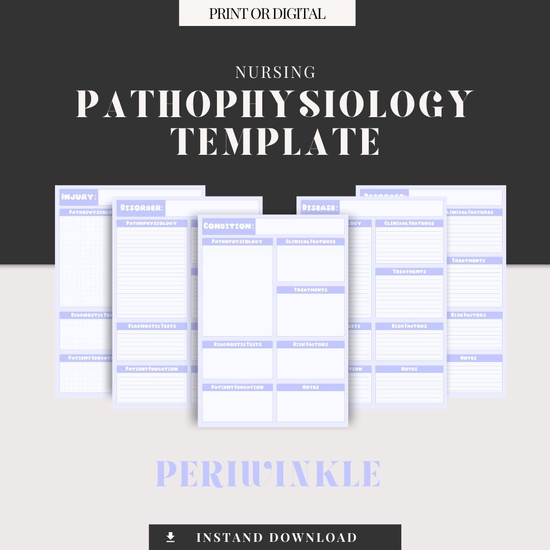 Pathophysiology Template, Disease Template, Nursing Template, Flash ...