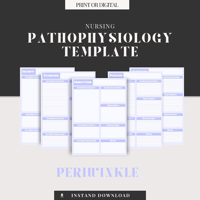 Pathophysiology Template, Disease Template, Nursing Template, Flash ...