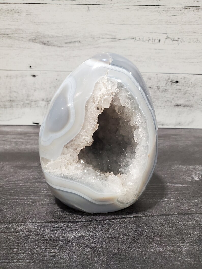 Banded Agate Quartz Druzy Geode Egg - Etsy