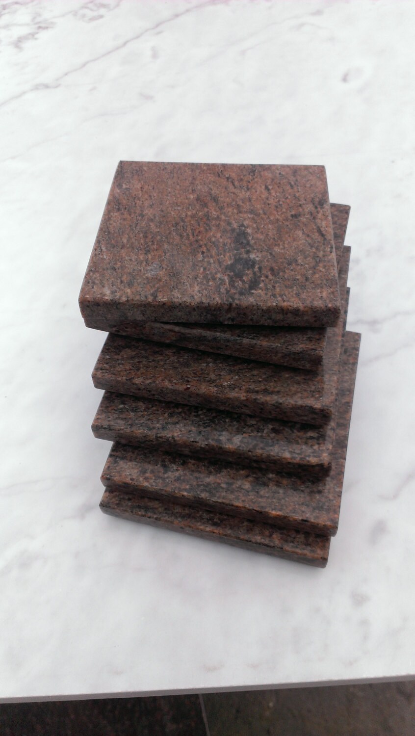 Stone Coasters Set of Six From Natural Stone Granite - Etsy