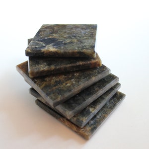 Stone Coasters Set of Six From Natural Stone Green Labradorite - Etsy