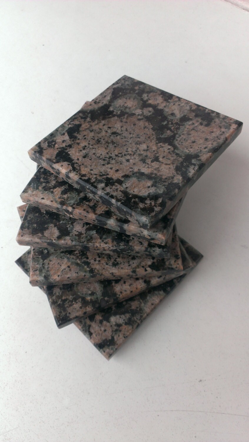 Stone Coasters Set of Six From Natural Stone Granite baltic Brown - Etsy