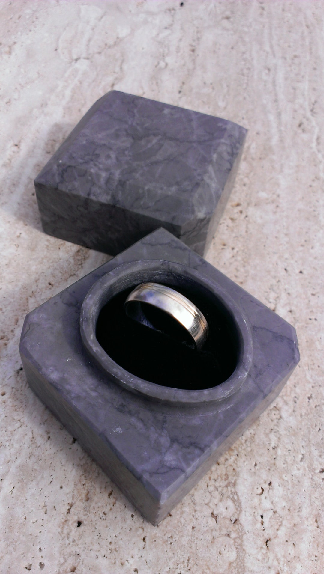 Ring Box Handmade From Natural Marble Misho Stone Polygon Shape ...