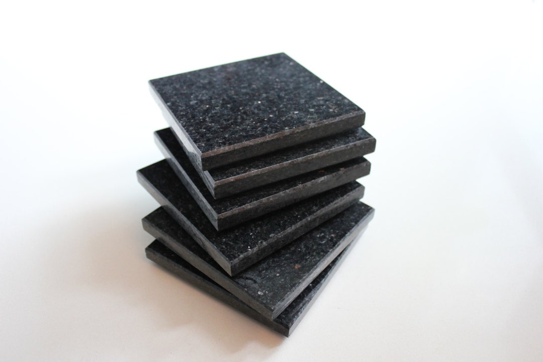Stone Coasters Set van zes van natuursteen graniet black star galaxy ...