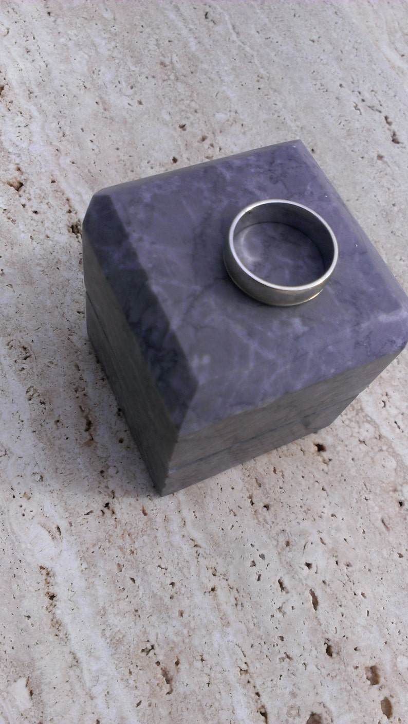 Ring Box Handmade From Natural Marble Misho Stone Polygon - Etsy