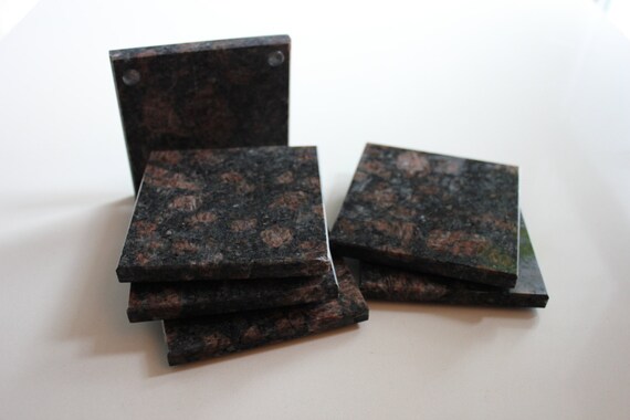 Stone Coasters Set Of Six From Natural Stone Granite Madura Gold ...
