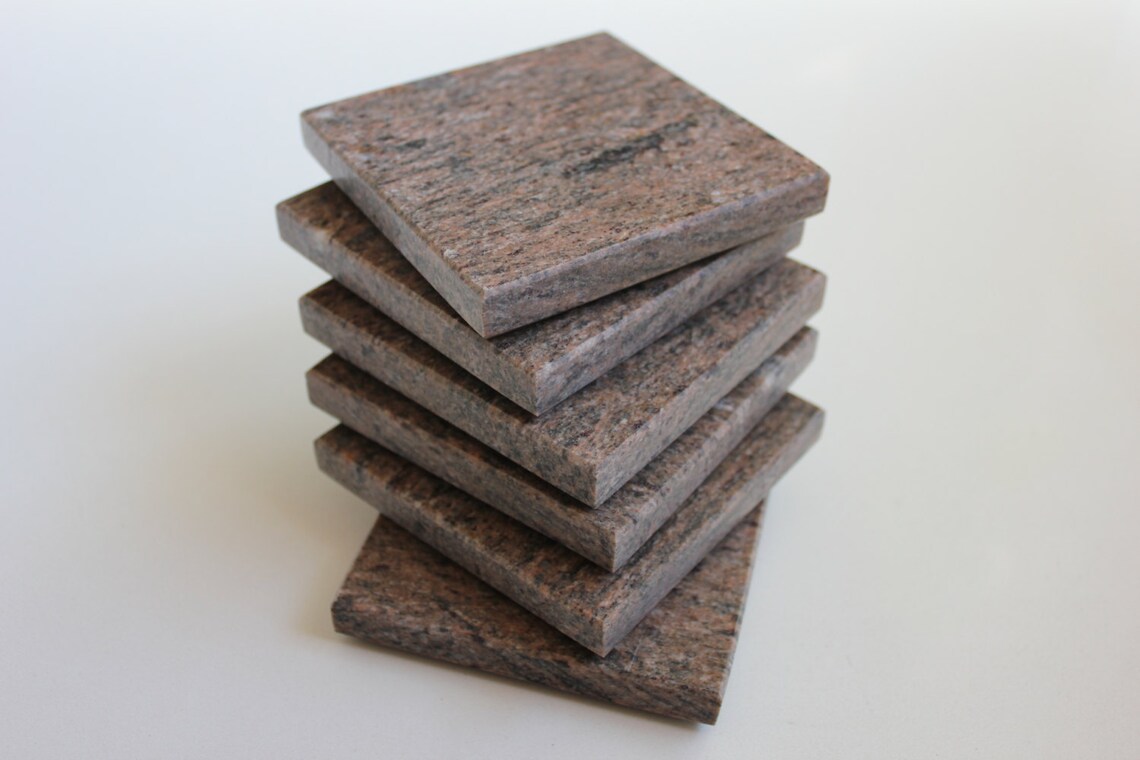 Stone Coasters Set of Six From Natural Stone Granite - Etsy
