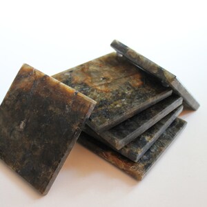 Stone Coasters Set of Six From Natural Stone Green Labradorite - Etsy