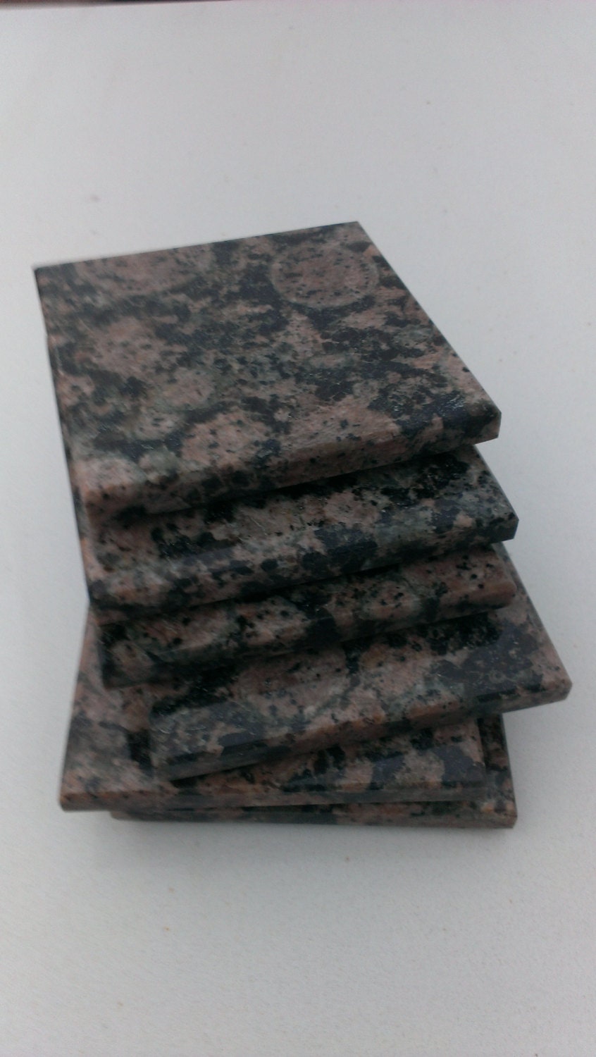 Stone Coasters Set of Six From Natural Stone Granite baltic Brown - Etsy