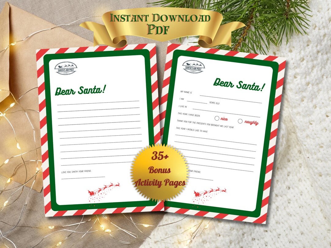 Santa Wish List Letters - Fill-in-the-blanks Christmas Letter PDF ...