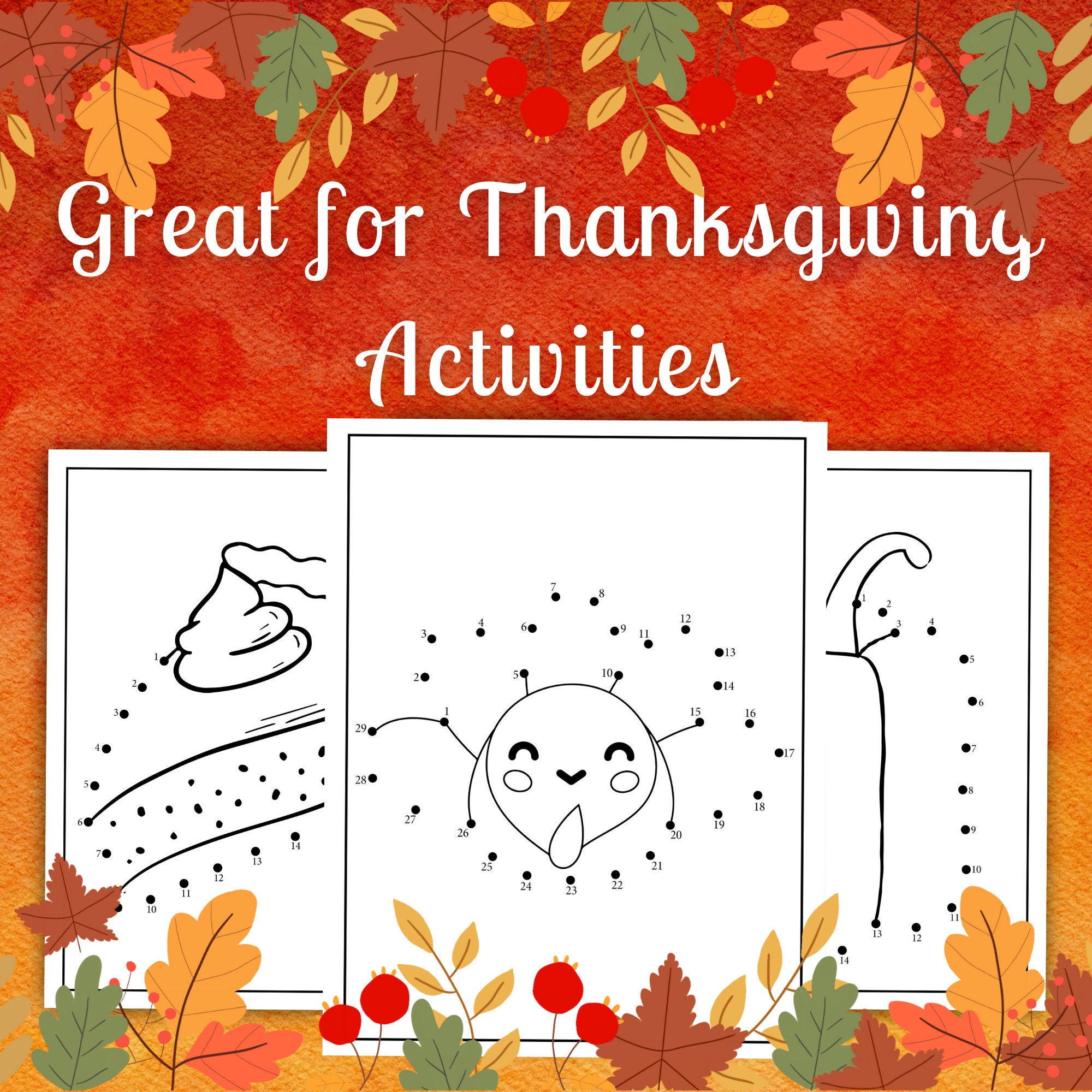 Thanksgiving Dot to Dot Coloring Book for Kids: Printable Fun - Etsy
