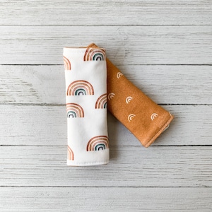 Organic Neutral Rainbow Car Seat Strap Cover | Etsy