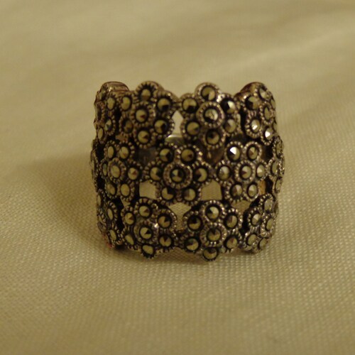 Wide Silver Daisy Ring Roller Coaster Ring Sterling Silver | Etsy