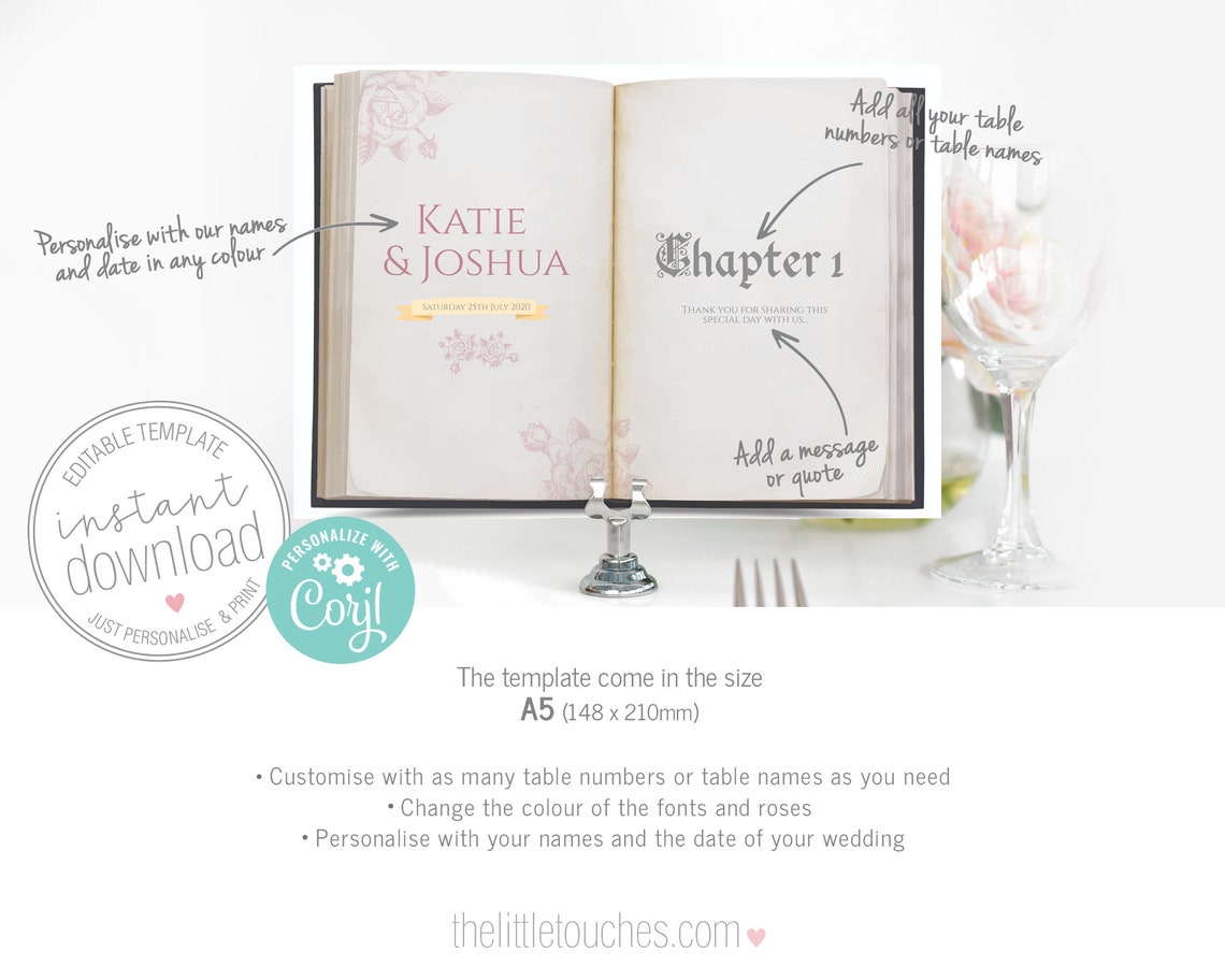 Fairy Tale Story Book Printable Wedding Table Numbers / | Etsy