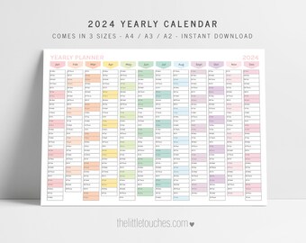 2024 PRINTABLE Pink Calendar Digital PDF Instant Download 2024 Yearly ...