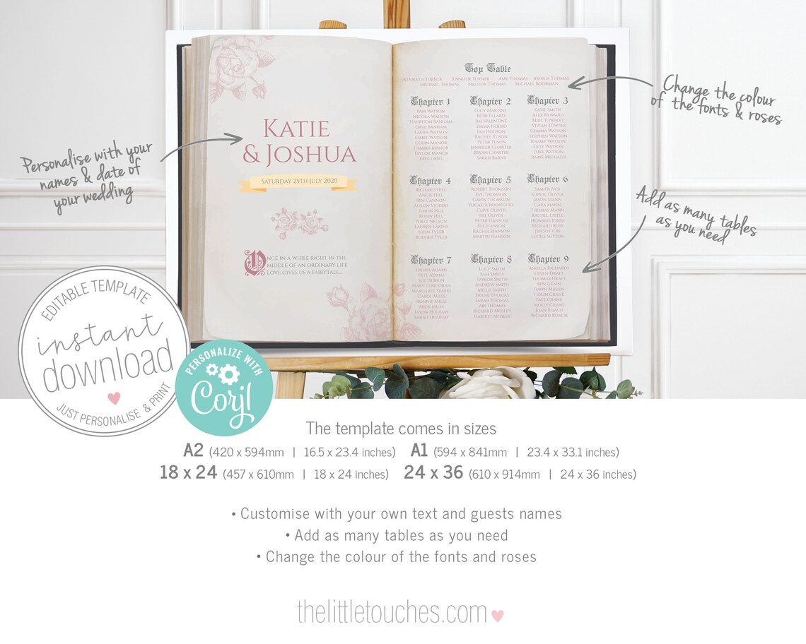 Fairy Tale Story Book Printable Wedding Table Plan Seating | Etsy