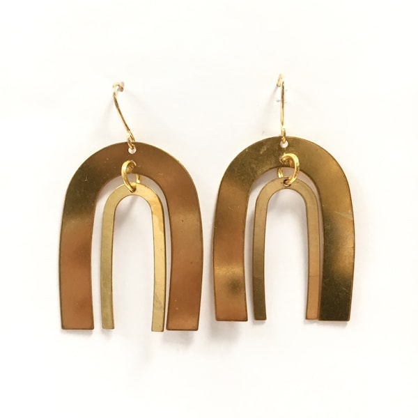 Brass Arch Earrings - Etsy