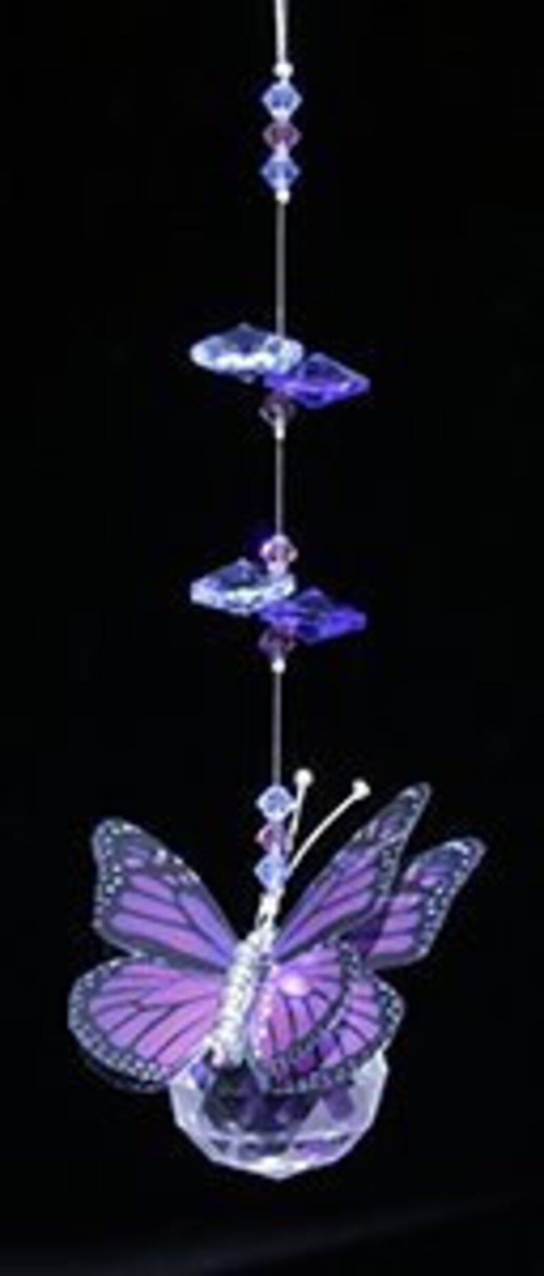 BA-03 Purple Monarch Butterfly 30 Mm Crystal Ball Butterflies Glass ...