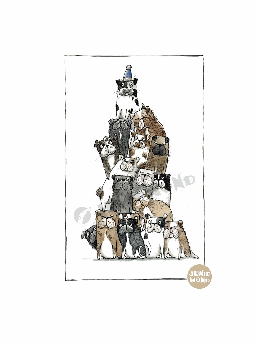 Bully Pyramid: Original Illustration Unique Artwork Dog Bully English ...