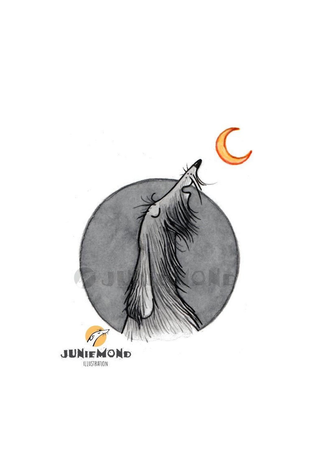 Moon Howler 004: Original Illustration Unique Artwork - Etsy