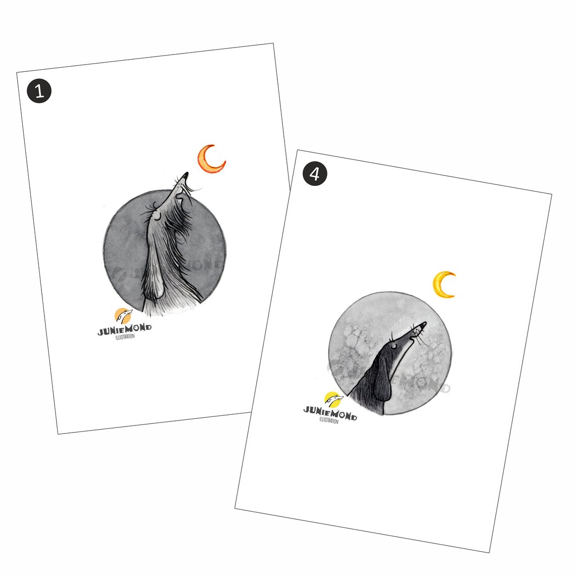 1 Moon Howler: Original - Illustration - Unique Artwork - Dog - Wolf ...