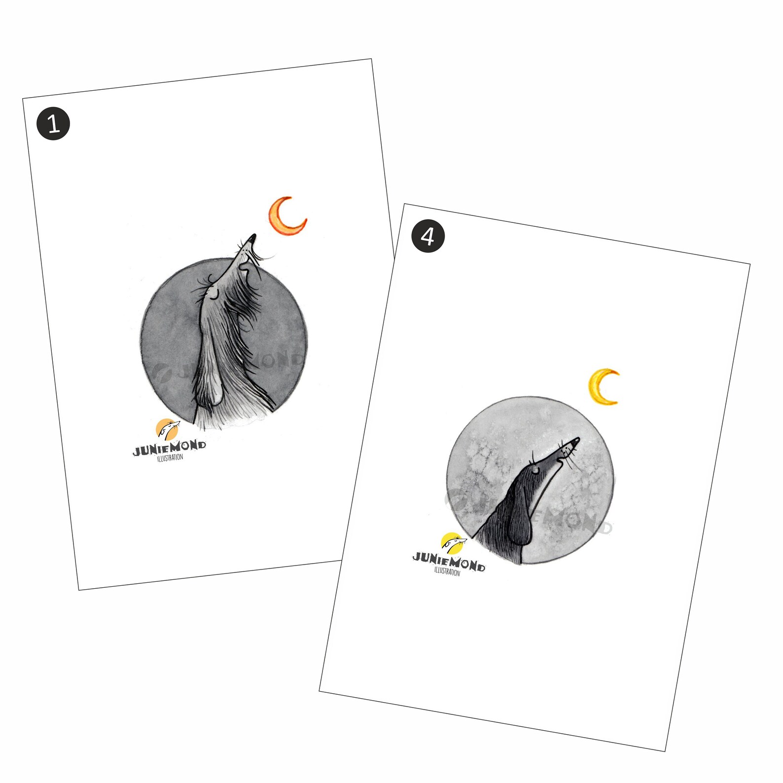 1 Moon Howler: Original - Illustration - Unique Artwork - Dog - Wolf ...