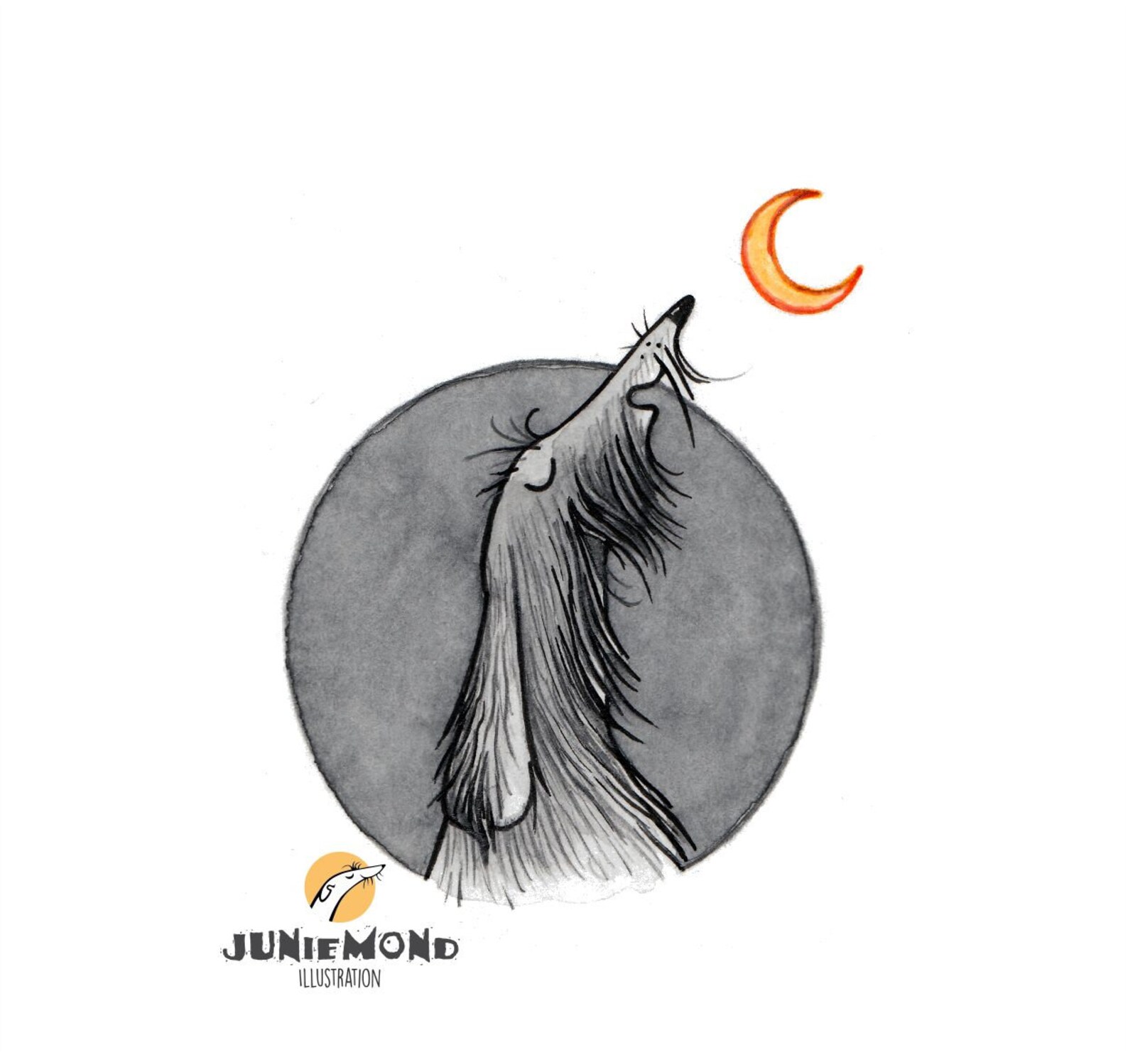 Moon Howler 004: Original Illustration Unique Artwork - Etsy