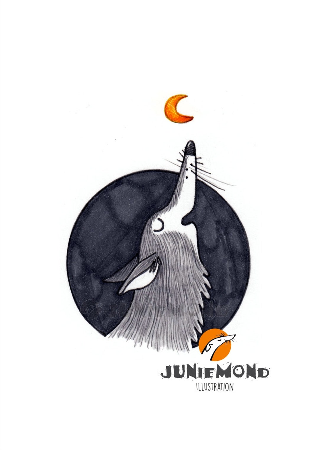 Moon Howler 018: Original Illustration Unique Artwork - Etsy