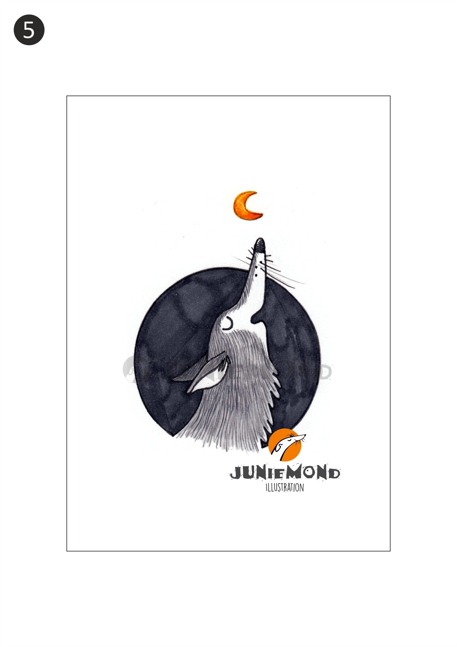 1 Moon Howler: Original - Illustration - Unique Artwork - Dog - Wolf ...