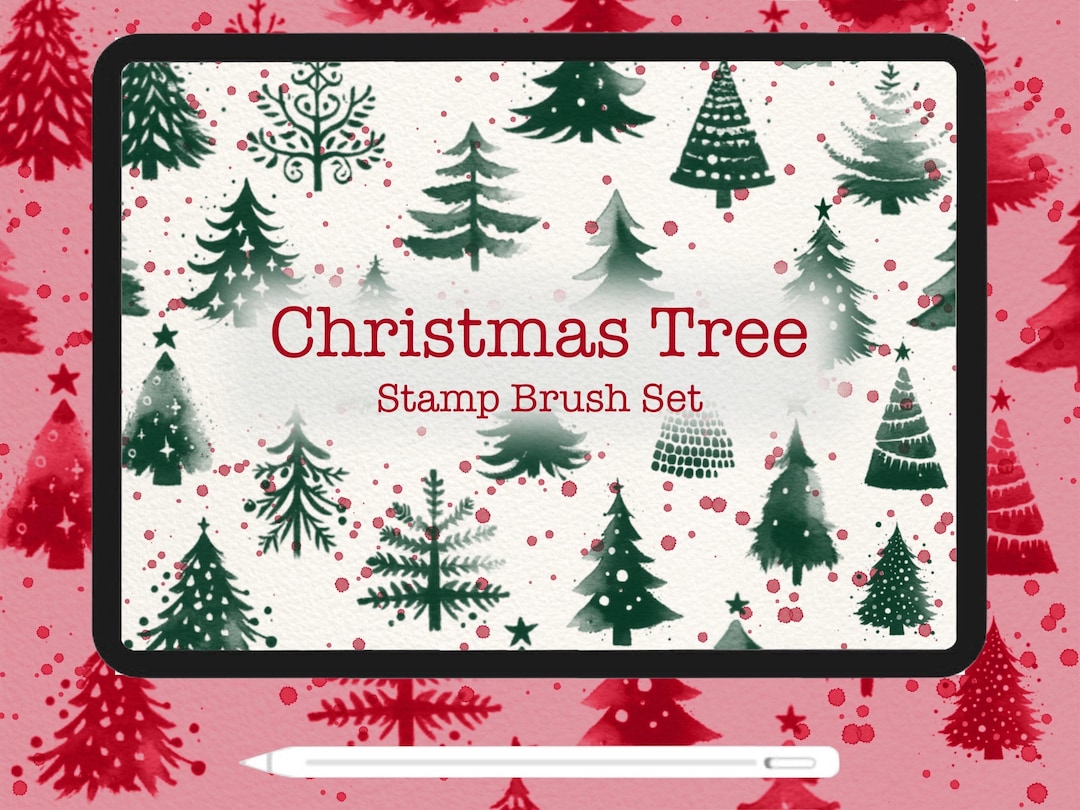 Procreate Stamp Christmas Tree Watercolor Procreate Stylish Holiday ...