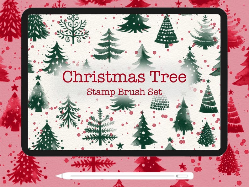 Procreate Stamp Christmas Tree Watercolor Procreate Stylish Holiday ...