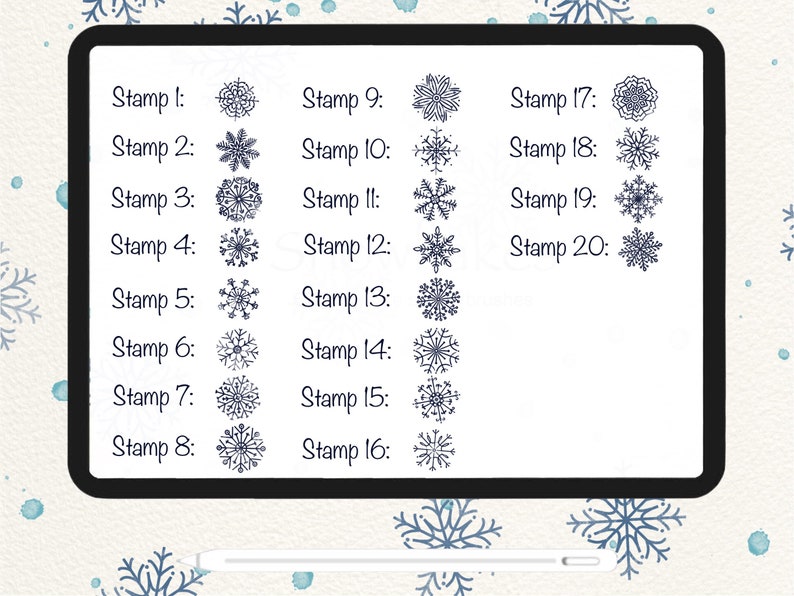 60 Snowflake Stamp Brush Set - Procreate - Commercial or Personal Use ...