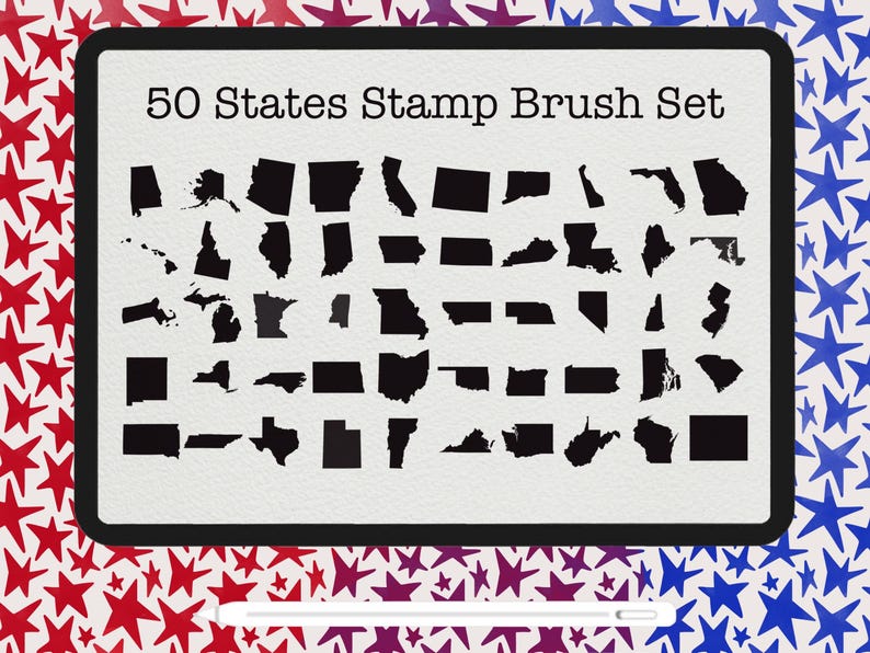 Procreate USA US Map States Stamp Brush America Stamp Election Digital ...