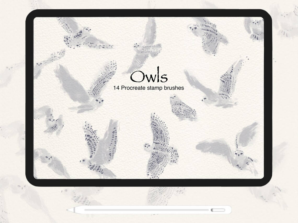 14 Owl Stamp Brush Set Procreate Commercial or Personal - Etsy