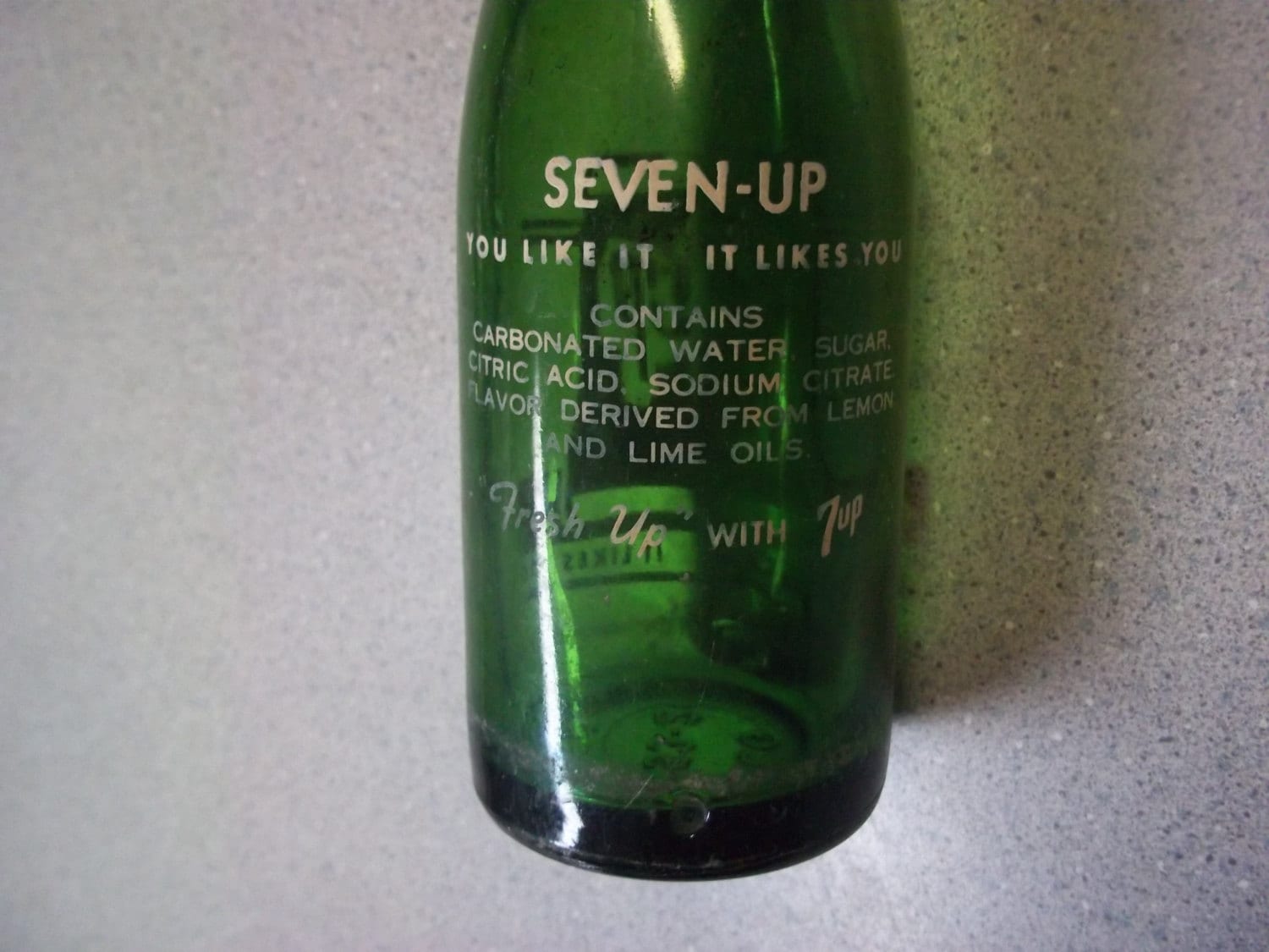 7-up Bottle, Green 7-up Bottle, Vintage, Old Style Label, 7 Oz. Bottle ...