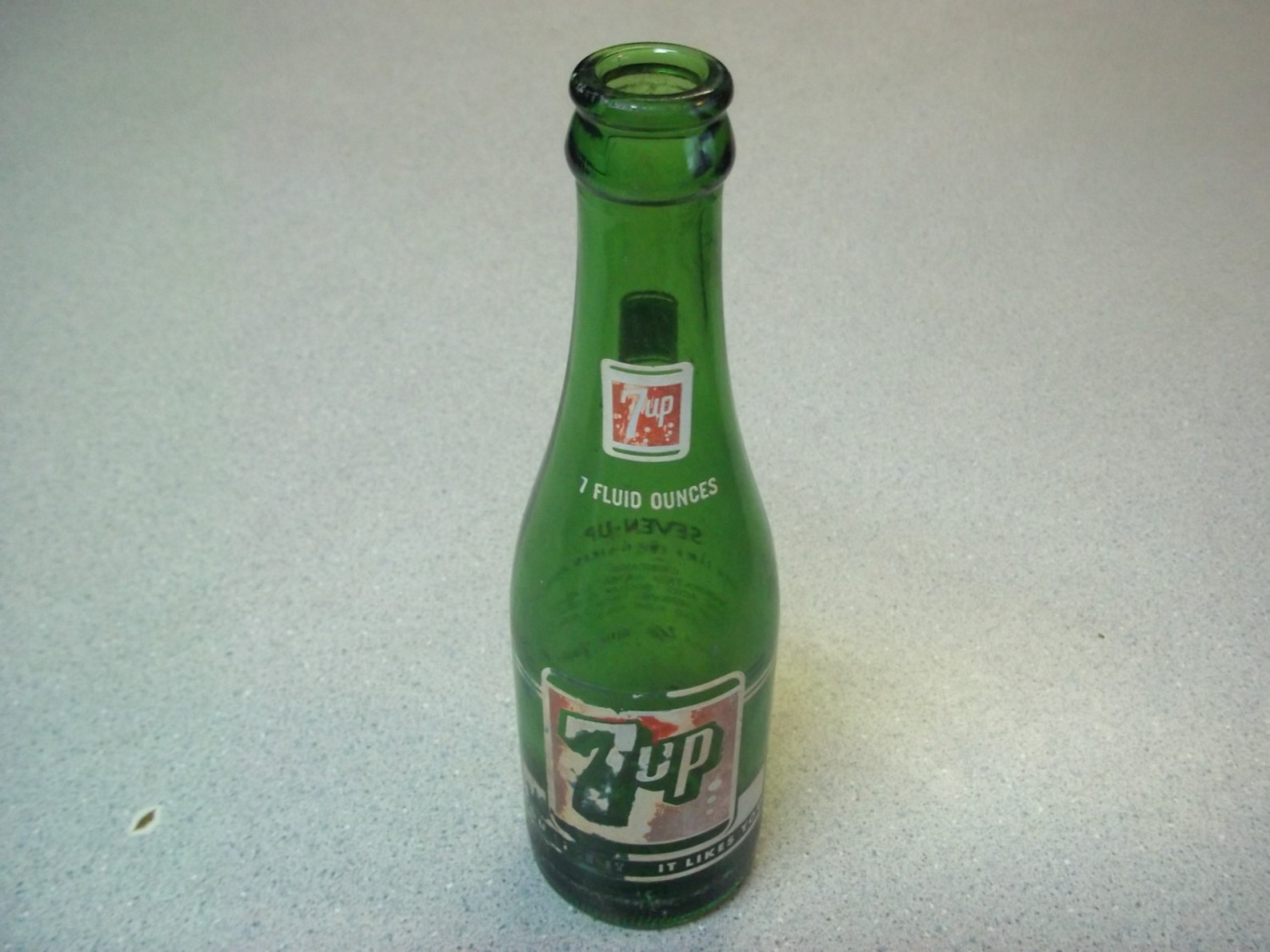 7-up Bottle, Green 7-up Bottle, Vintage, Old Style Label, 7 Oz. Bottle ...