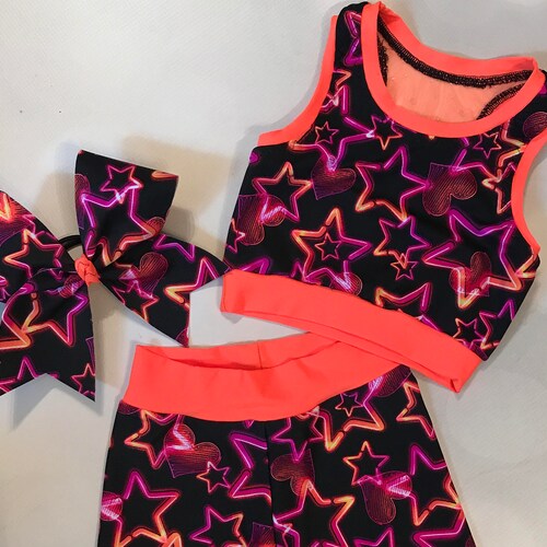 The maci Neon Orange Mesh Back Star Sport Bra Crop | Etsy