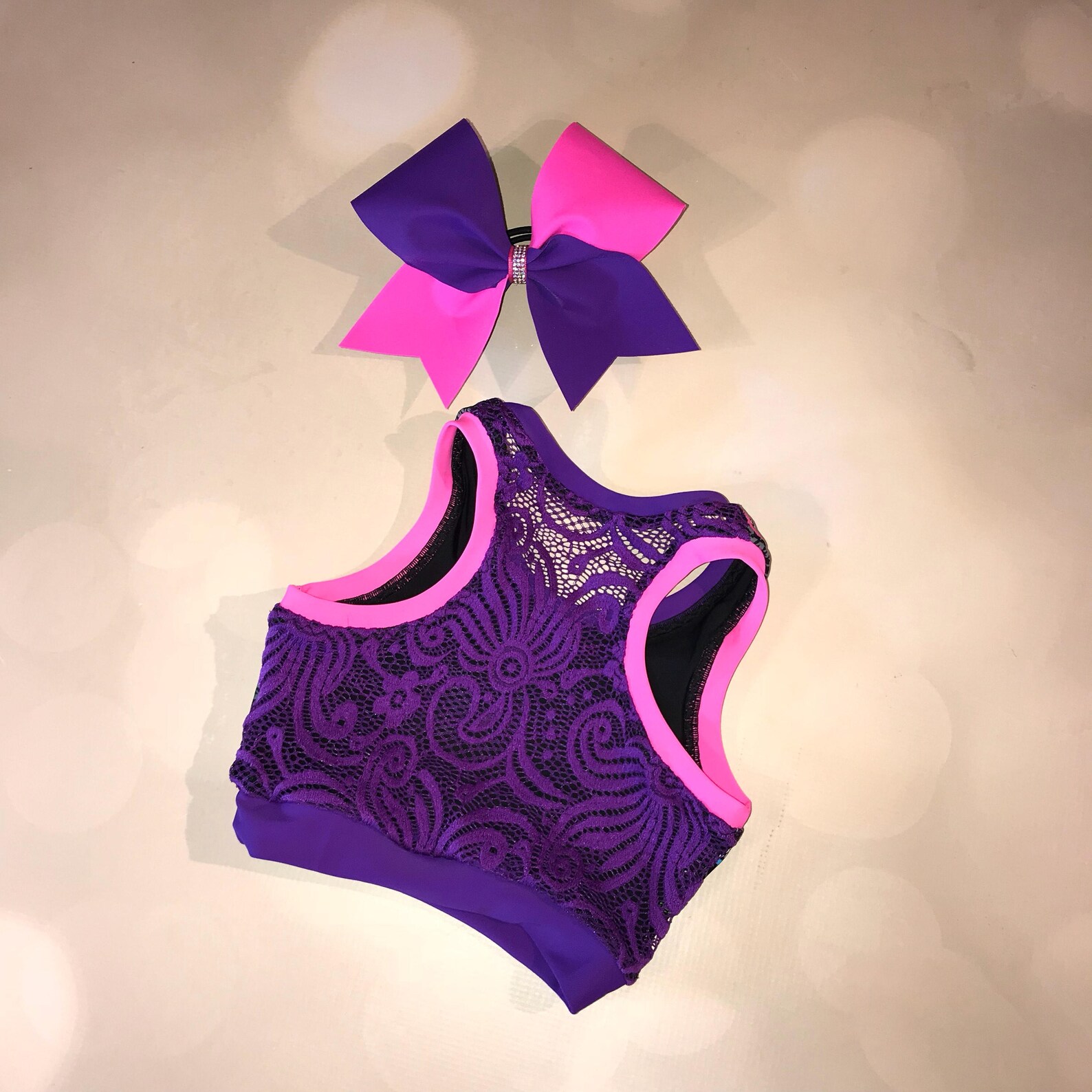 Ready to Ship Girls Small Neon Lace Back Sports Bra Bow - Etsy