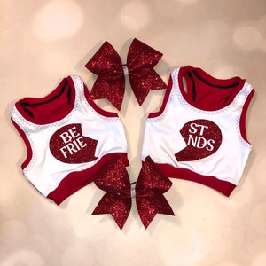 Best Friends Red on White Heart Girls Dancewear Crop Top Sports Bra Set ...