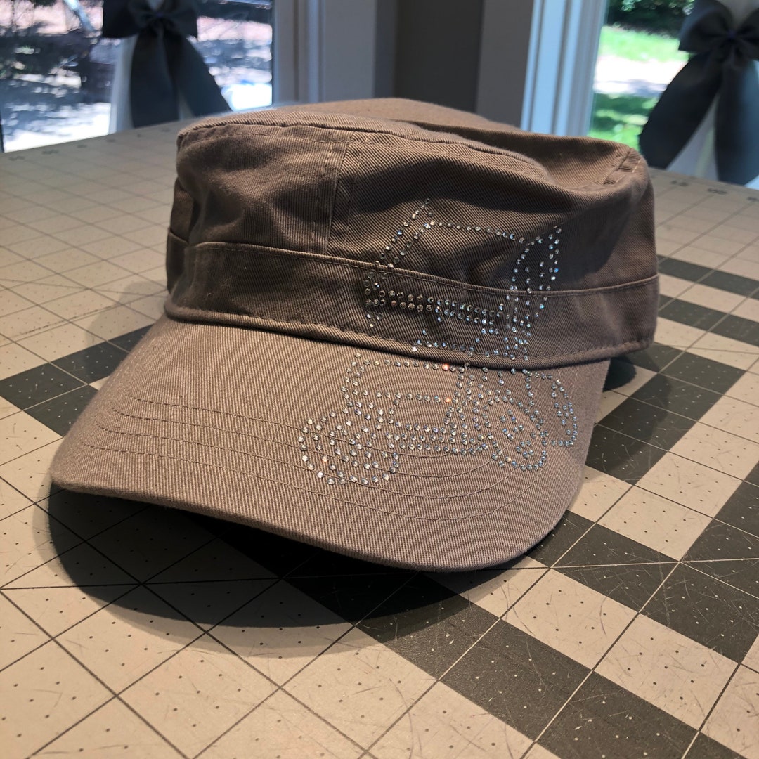 Silver Rhinestoned Sprint Car on Grey Gray Cadet Cap / Ready to Ship - Etsy