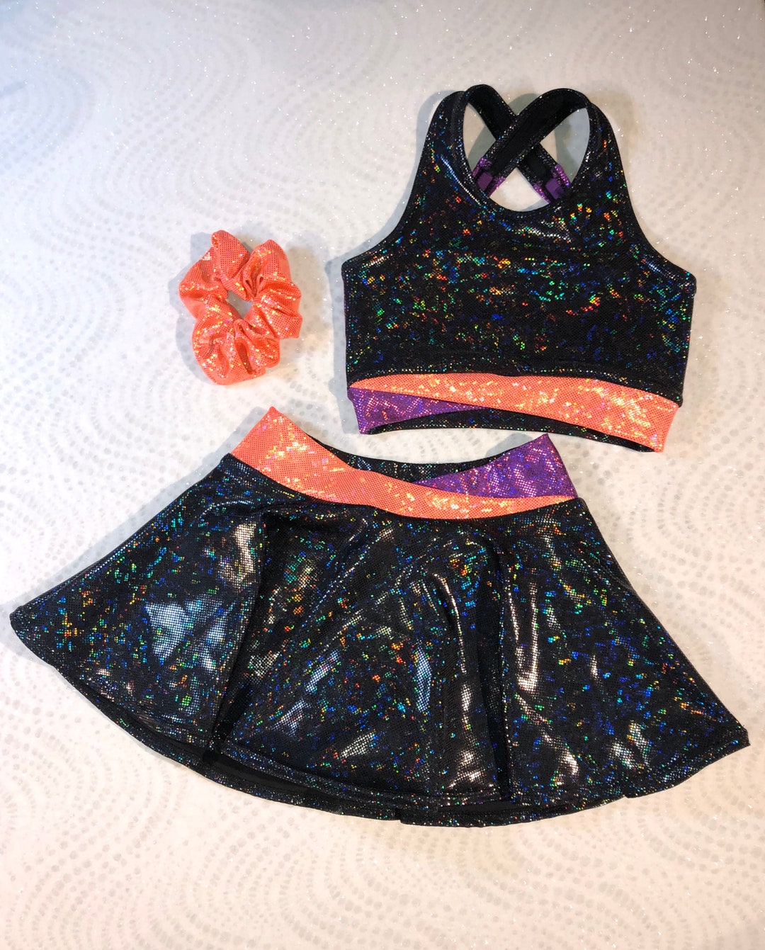 The "shimmer" Girls Dancewear Sports Bra, Cheer Skirt Skort, and ...