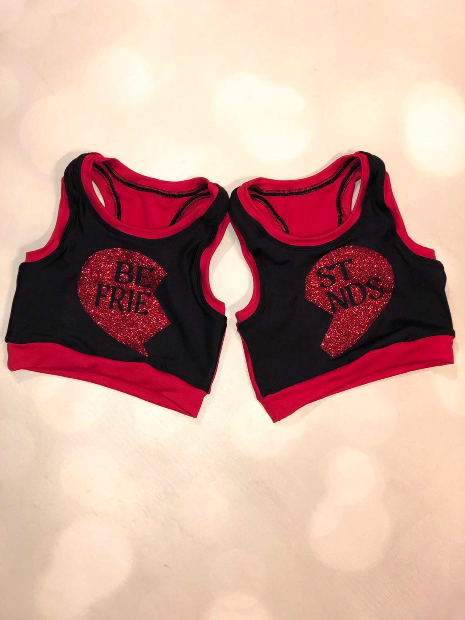 Best Friends Red on Black Heart Girls Dancewear Crop Top | Etsy
