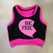 Best Friends Neon Pink Heart on Black Girls Dancewear Crop Top Sports ...