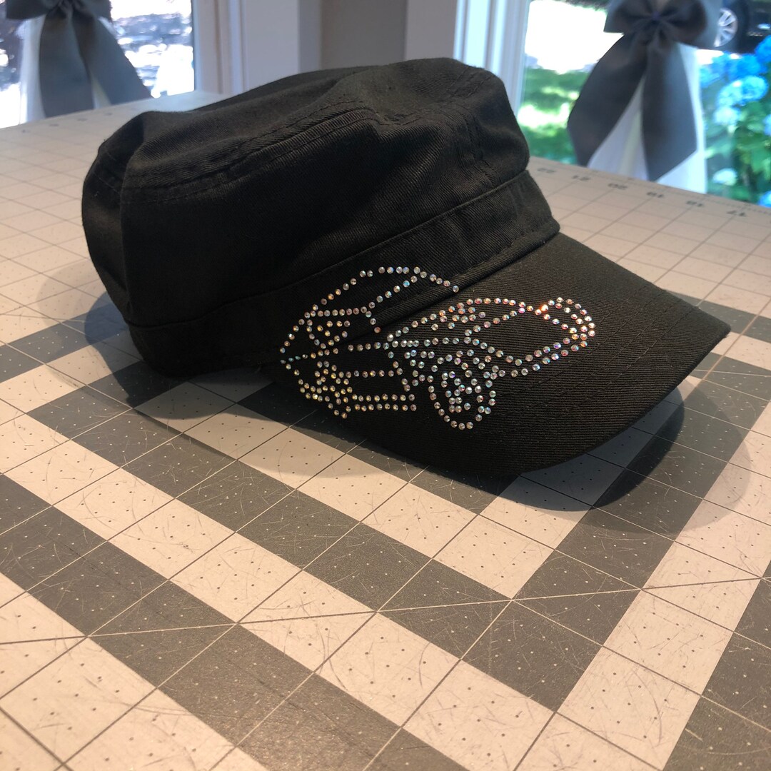 Rhinestoned Racecar on Black Cadet Cap / Ready to Ship / Race Track Hat ...