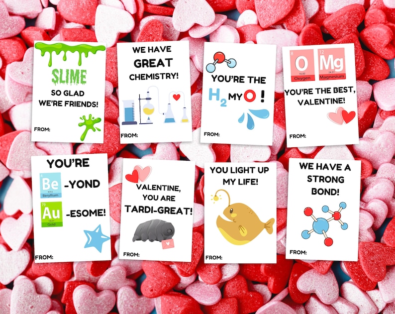 16 Stem-themed Valentines Cards – Printable Chemistry, Biology, Geology ...
