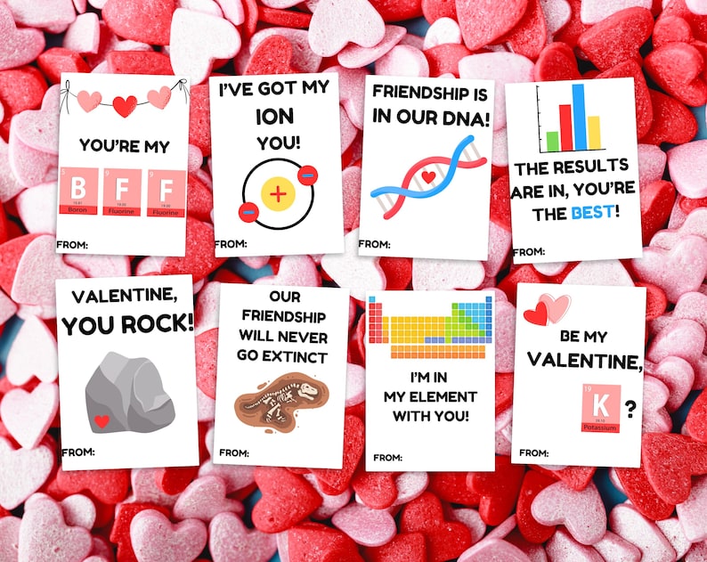 16 Stem-themed Valentines Cards – Printable Chemistry, Biology, Geology ...